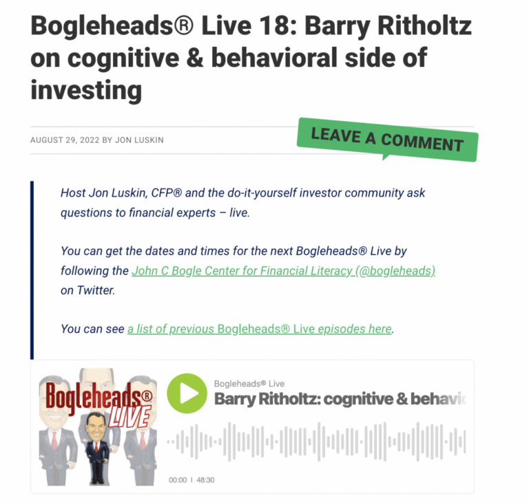 Bogleheads Live - The Big Picture